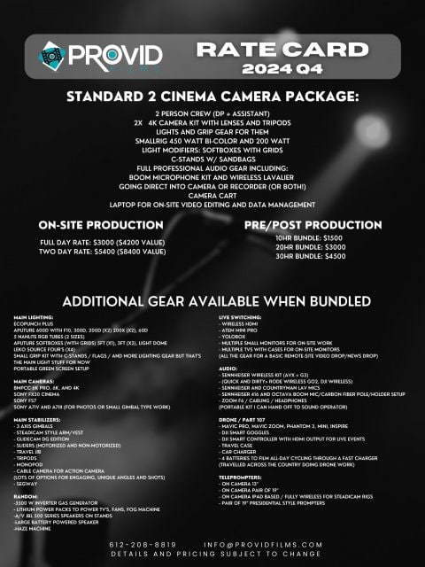 Rate Card - How Much Do Video Production Companies Charge