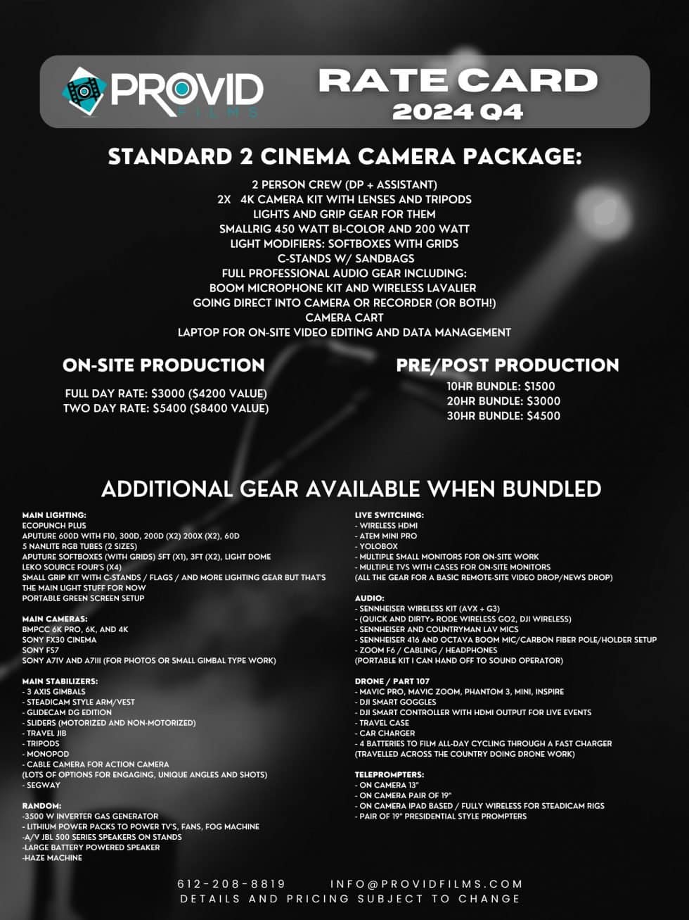 Rate Card - How Much Do Video Production Companies Charge
